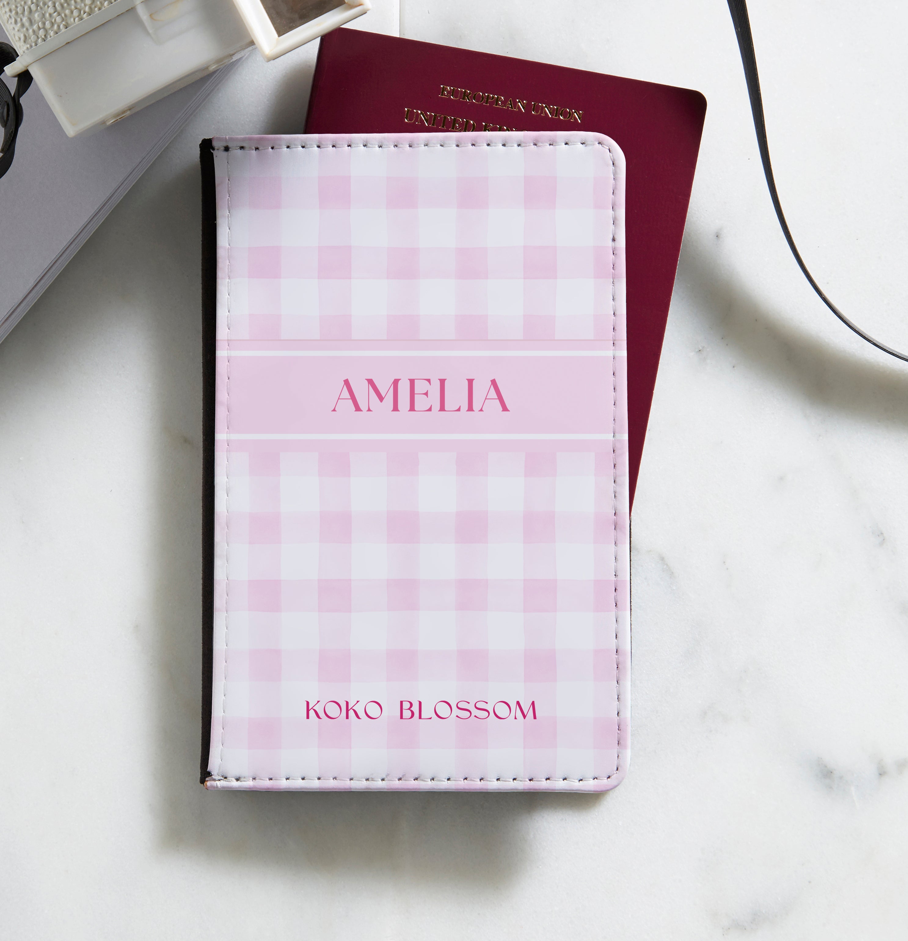 Kids Personalised Passport | Pink Checked – Koko Blossom