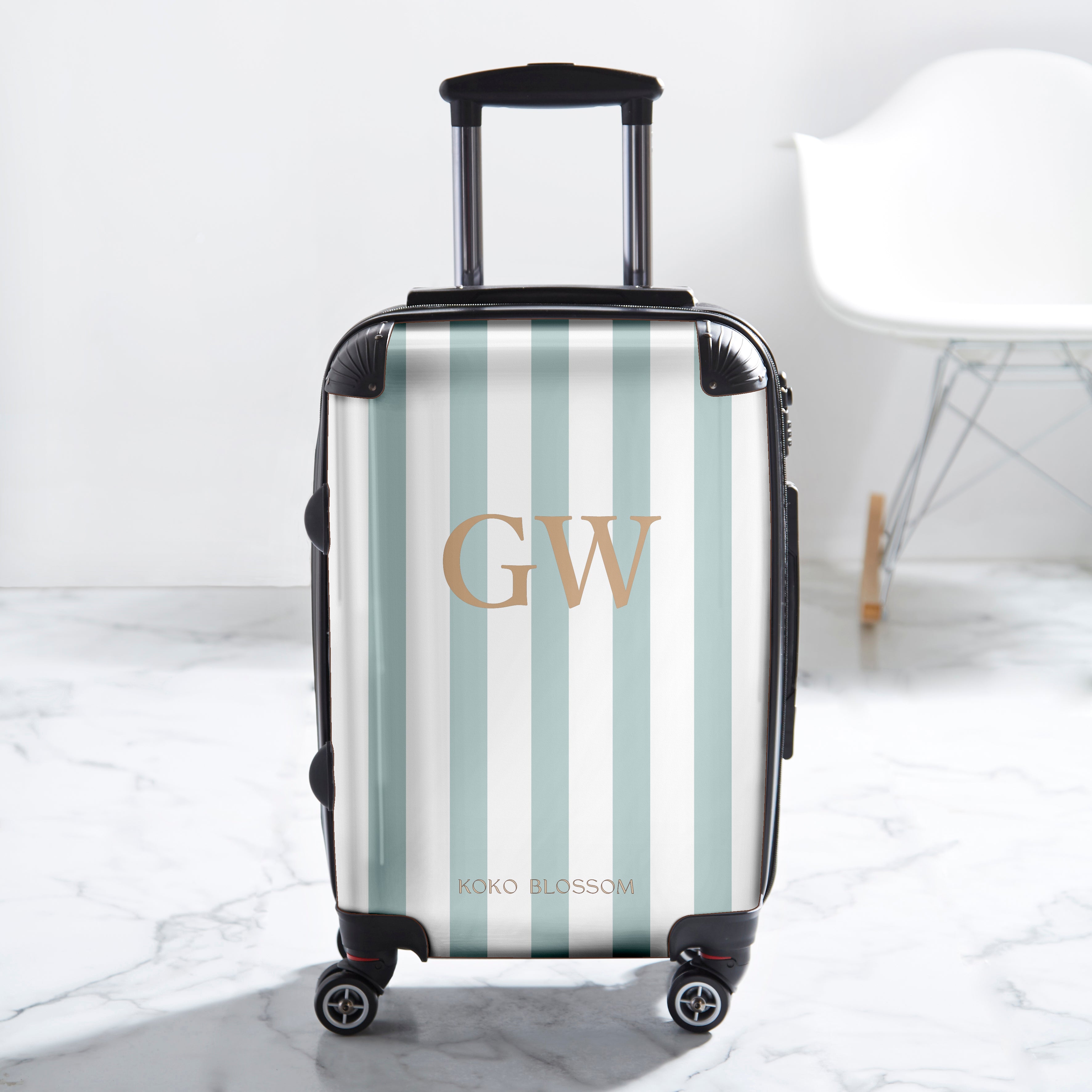 Personalised Suitcase | Stripe Suitcase | Luxury Travel Accessories ...